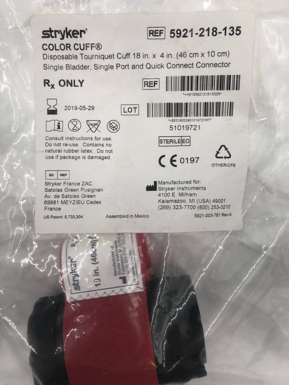 STRYKER 5921-218-135 Color Cuff Quick Connect Single Port, Single ...