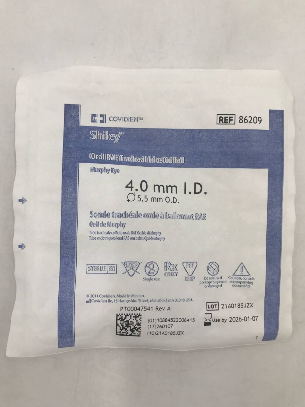 Covidien 86209 Shiley Oral RAE Tracheal Tube with TaperGuard Cuff ...