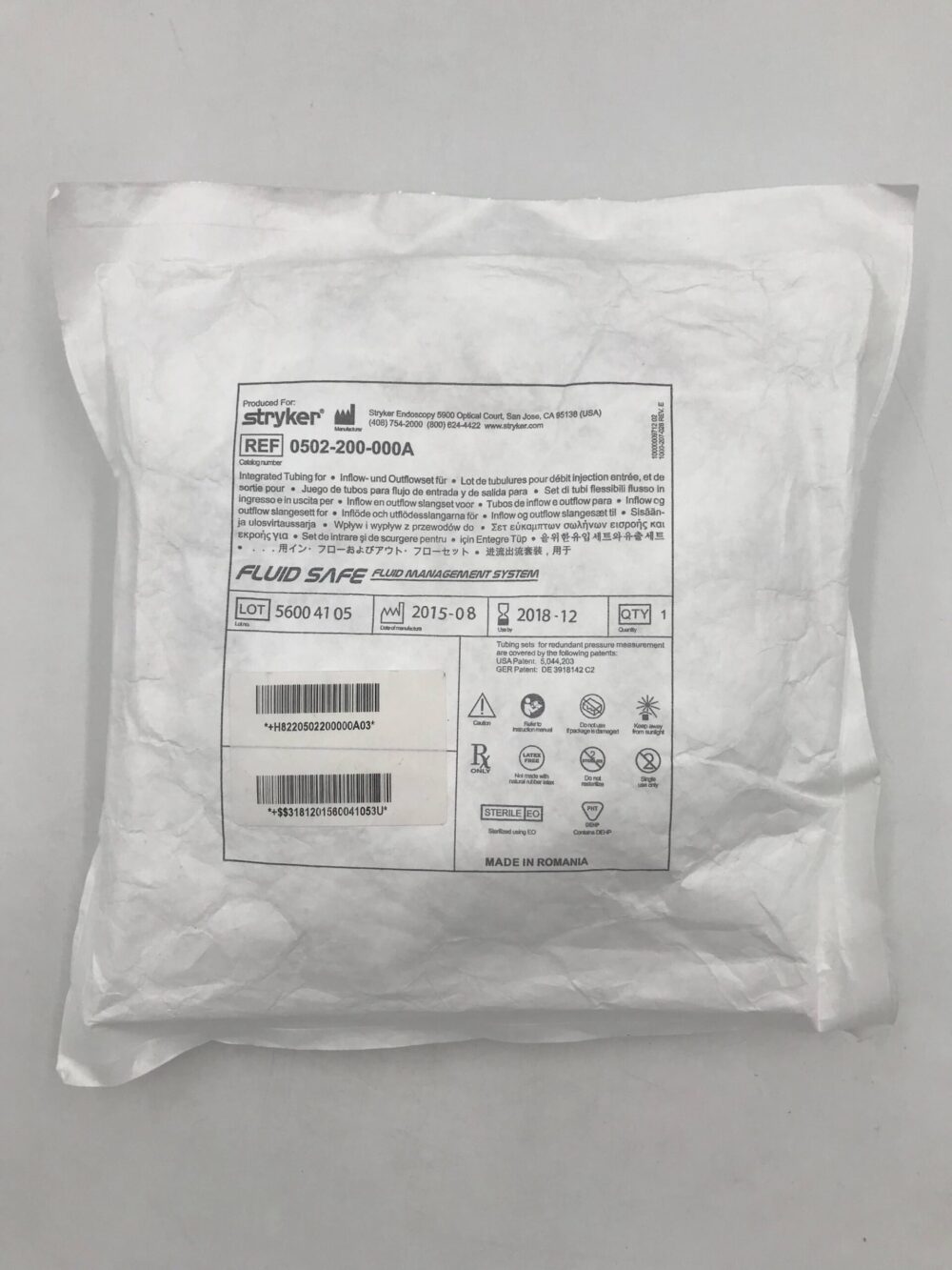 STRYKER 0502-200-000A Fluid Safe Integrated Tubing Fluid Management ...