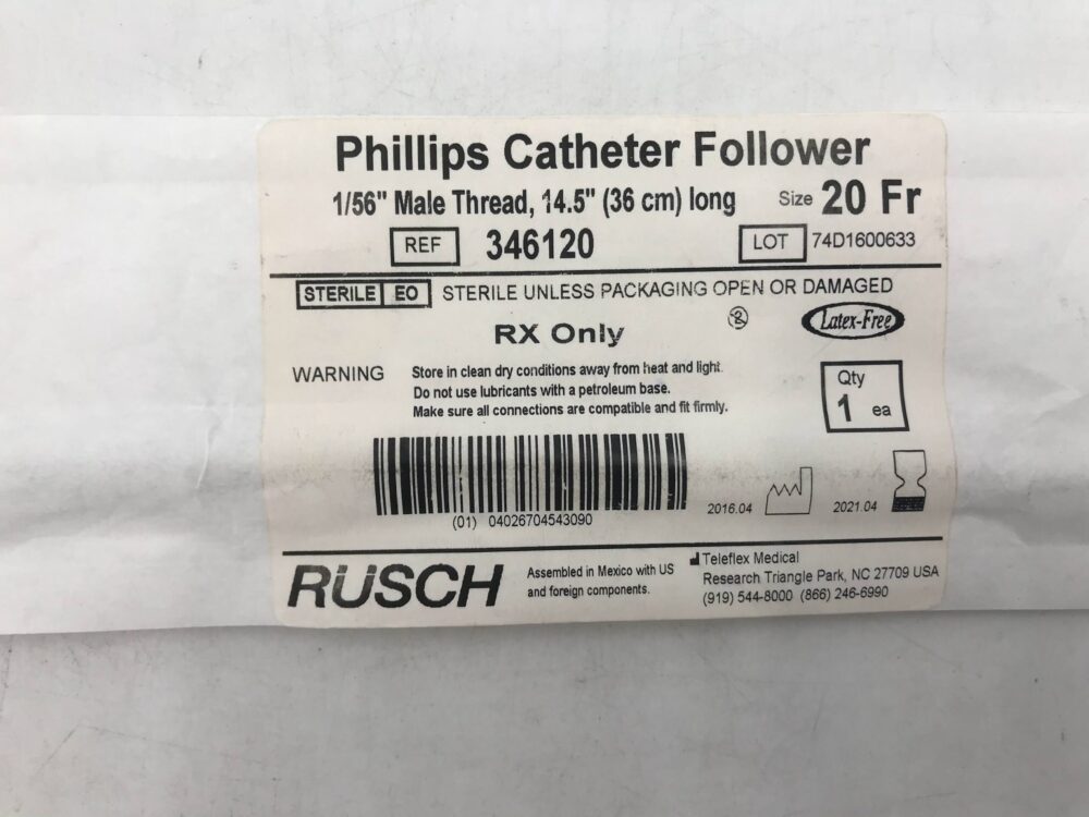 TELEFLEX 346120 Rusch Philips Catheter Follower 20Fr (X) - GB TECH USA
