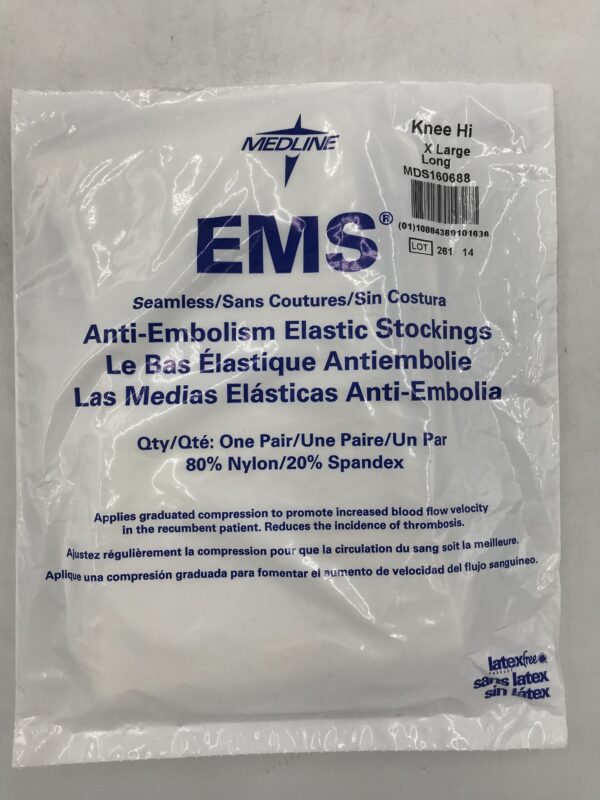 Medline MDS160688 EMS Anti-Embolism Elastic Stockings Knee Hi X Large ...