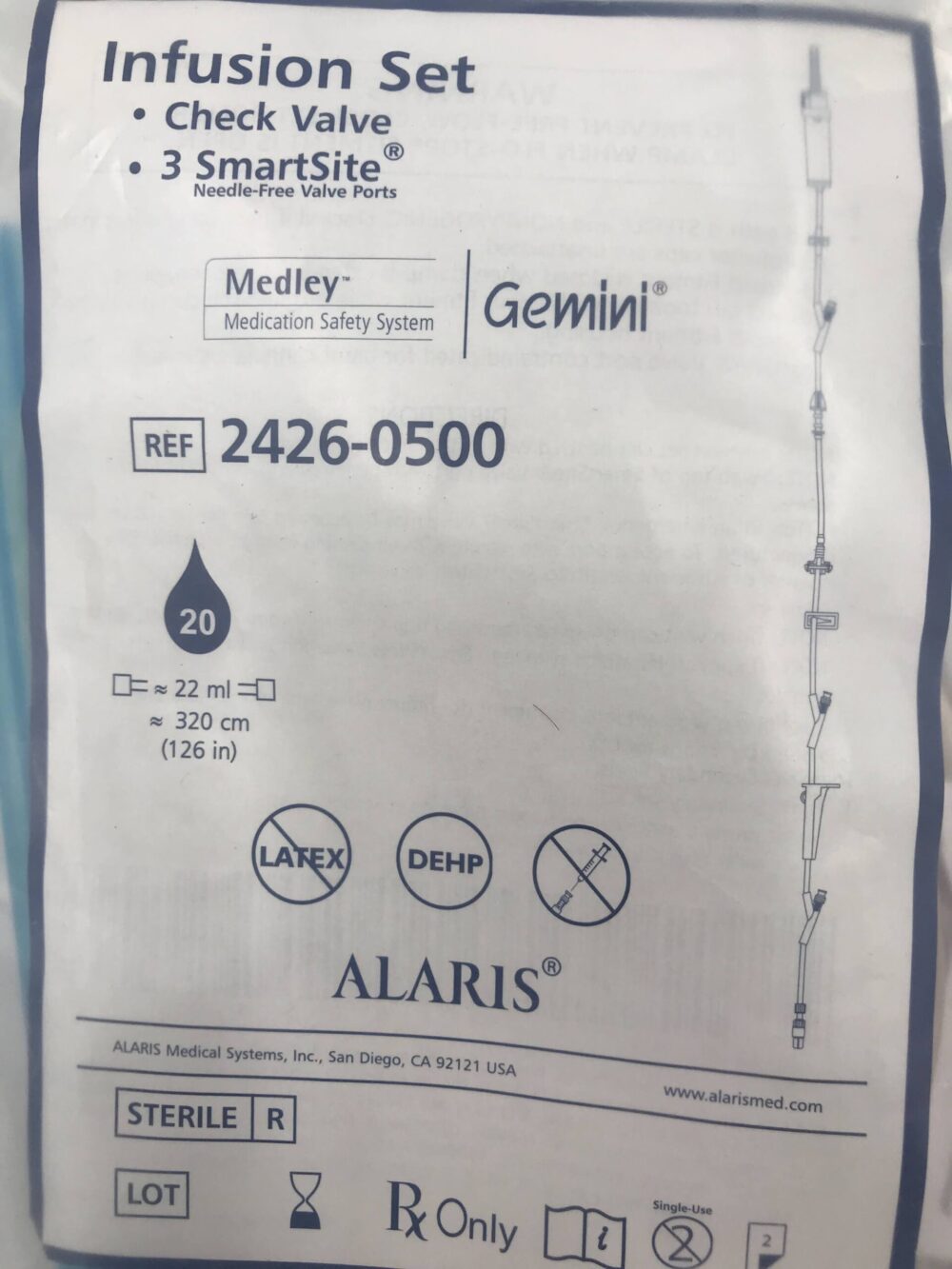 CAREFUSION 2426-0500 Infusion Set Check Valve, 3 Smartsite Drop 20 ≈ ...