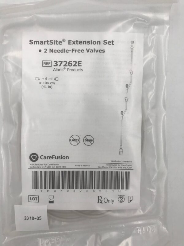 CAREFUSION 37262E SmartSite Extension Set, 2 Needle-Free Valves ≈6ml ...