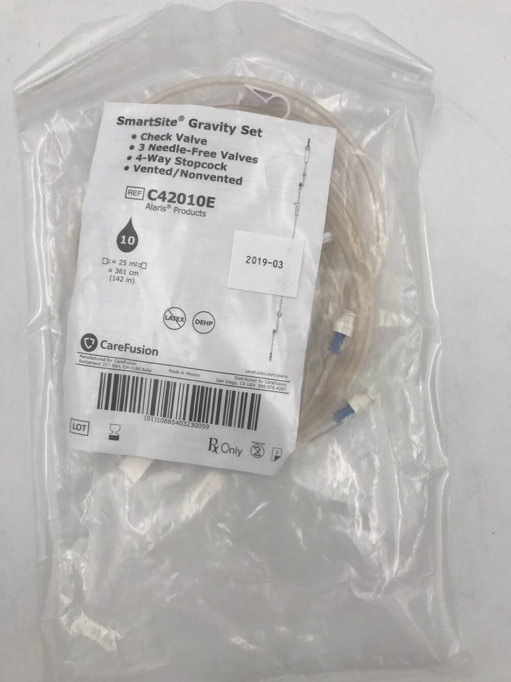 CAREFUSION C42010E SmartSite Gravity Set Check Valve 3 Needle-Free ...