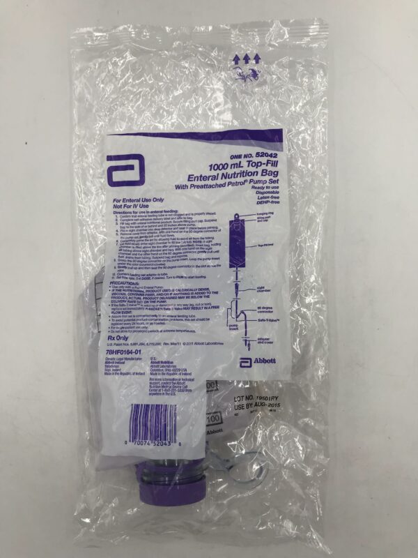 Abbot 52042 Enteral Nutrition Bag with Preattached Patrol Pump Set ...