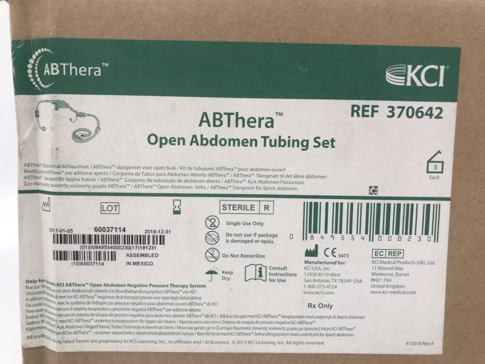 KCI 370642 ABThera Open Abdomen Tubing Set (5/Box) (X) - GB TECH USA