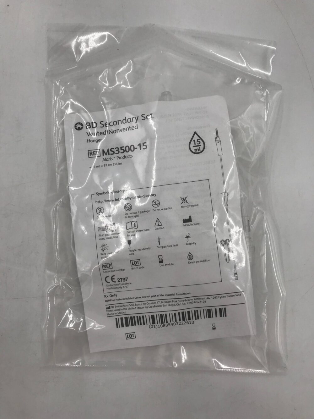 BD MS3500-15 Alaris Secondary Set Vented/Nonvented Hanger 15ml - GB ...