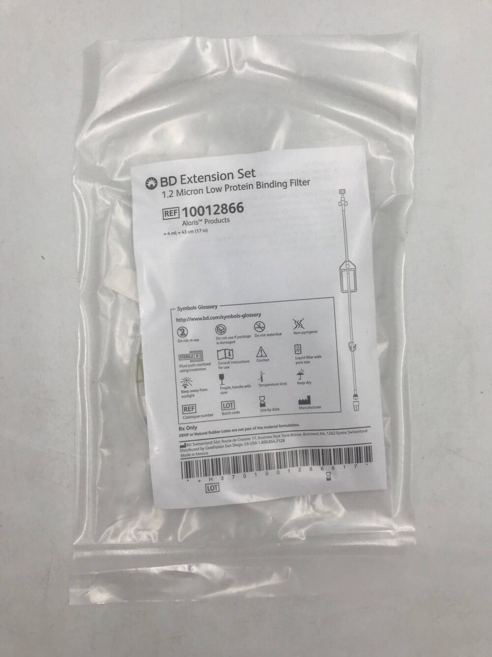 BD 10012866 Alaris Extension Set, 1.2Micron Low Protein Binding Filter ...