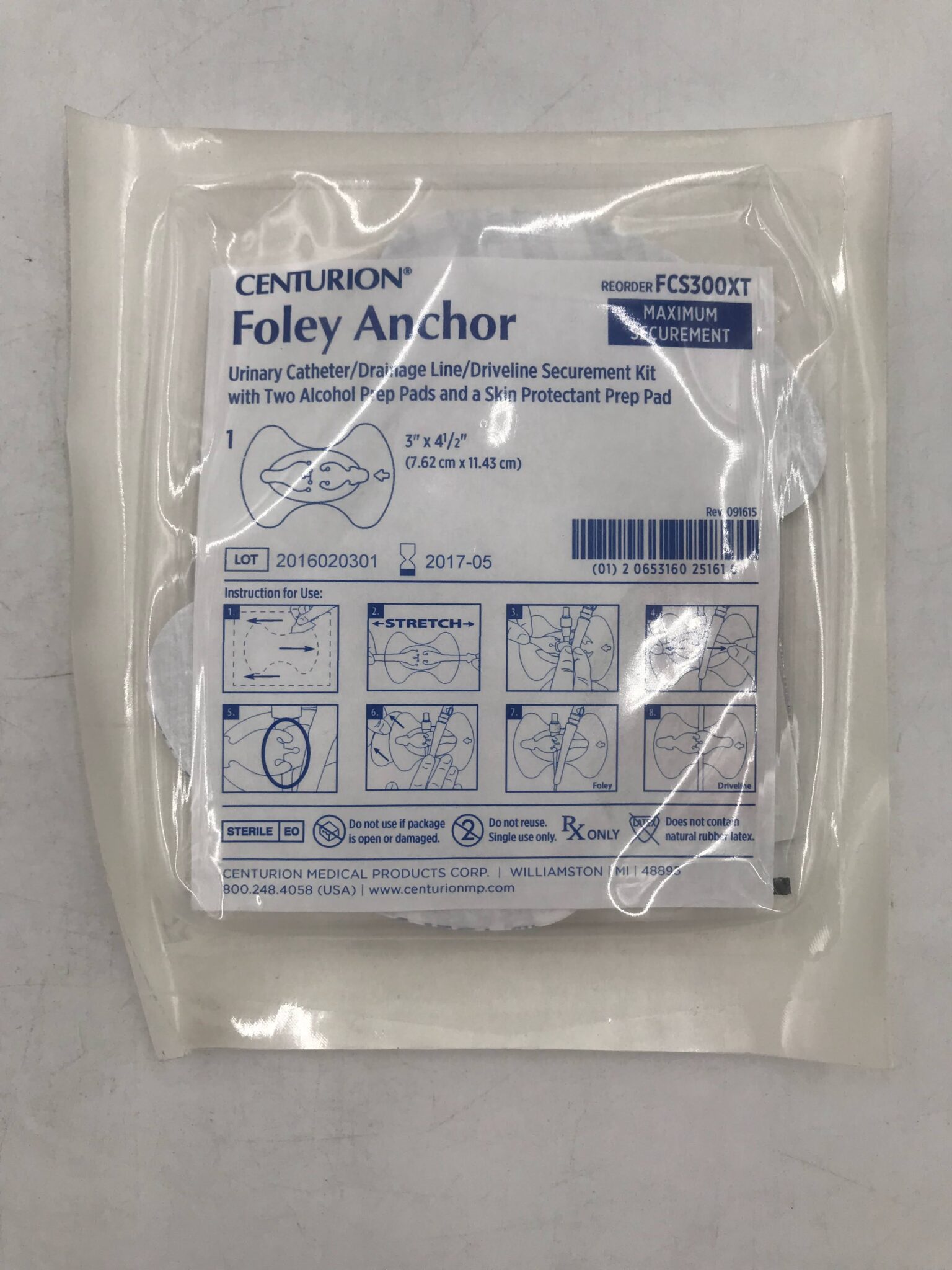 CENTURION FCS300XT Foley Anchor Urinary Catheter/Drainage Line ...