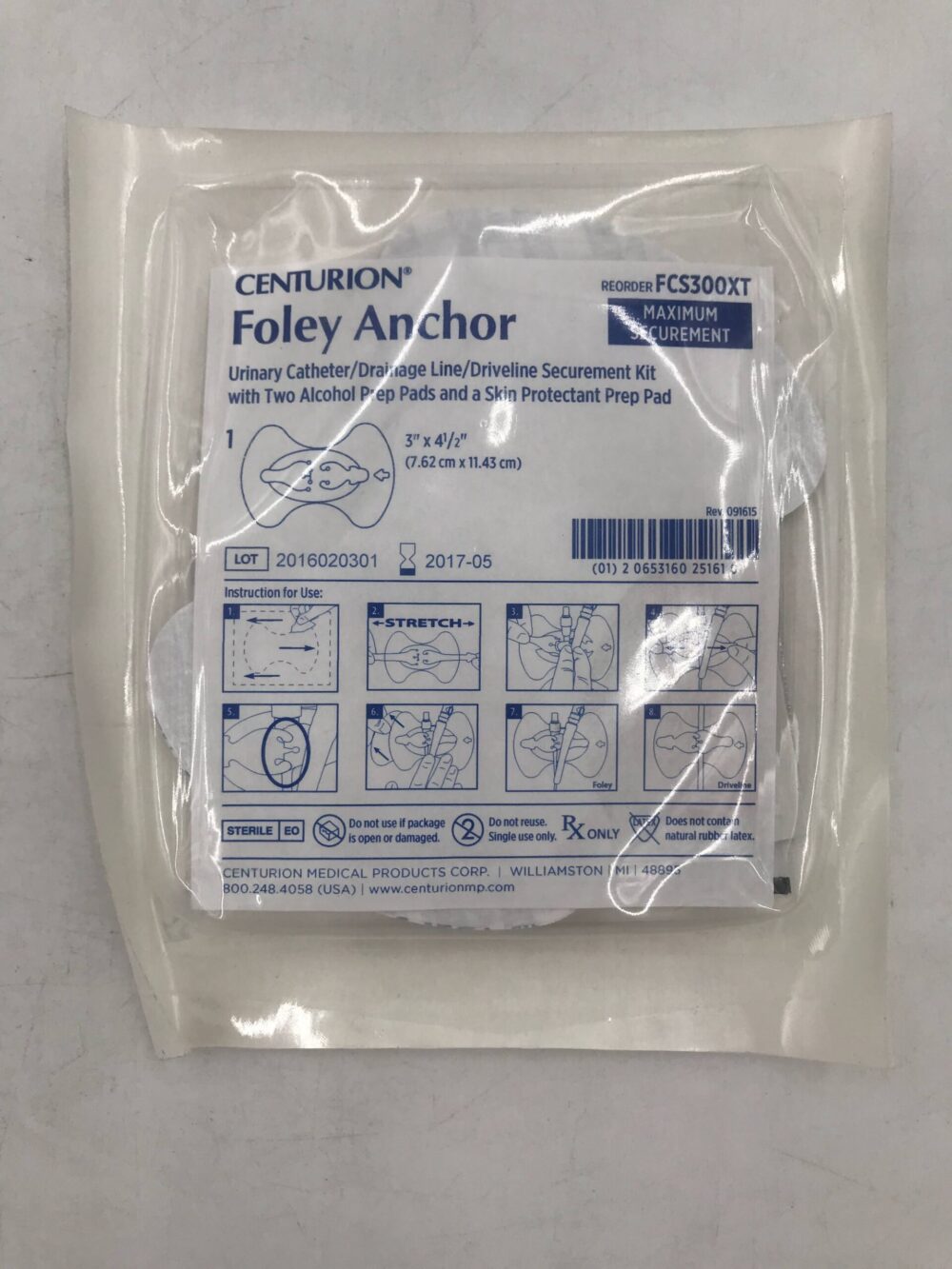 CENTURION FCS300XT Foley Anchor Urinary Catheter/Drainage Line ...