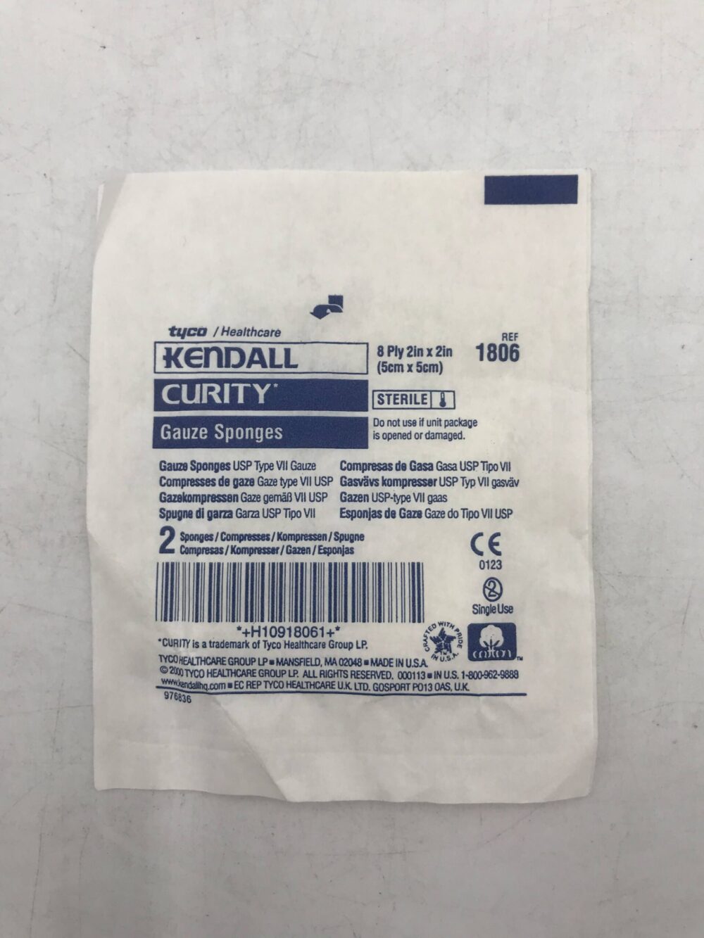 TYCO /COVIDIEN 1806 Kendall Curity Gauze 8Ply, 2x2in (X) - GB TECH USA