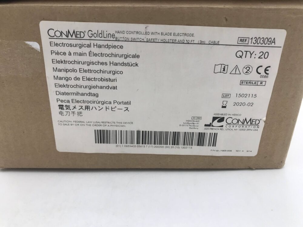 CONMED 130309A GoldLine Electrosurgical Handpiece (20/Case)(X) - GB ...