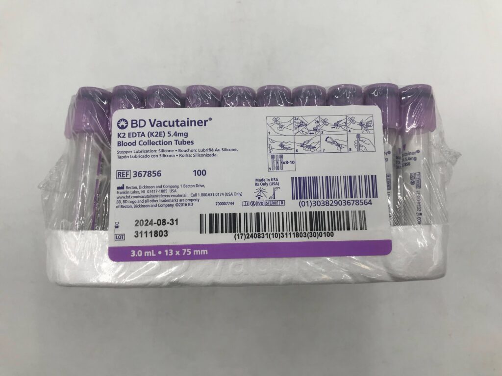 BD 367856 Vacutainer K2 EDTA 5.4mg Blood Collection Tubes (100/Pkg ...