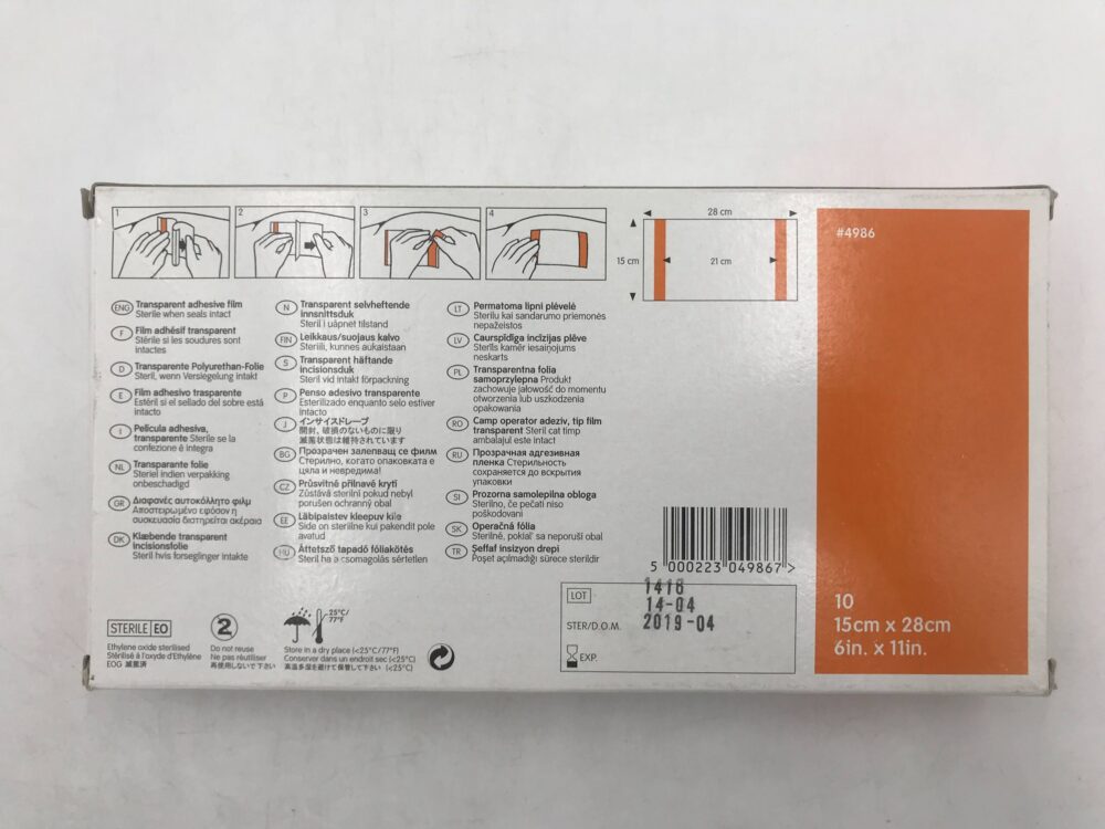Smith & Nephew 4986 Opsite Transparent Adhesive Film 15cm x 28cm (6in x ...