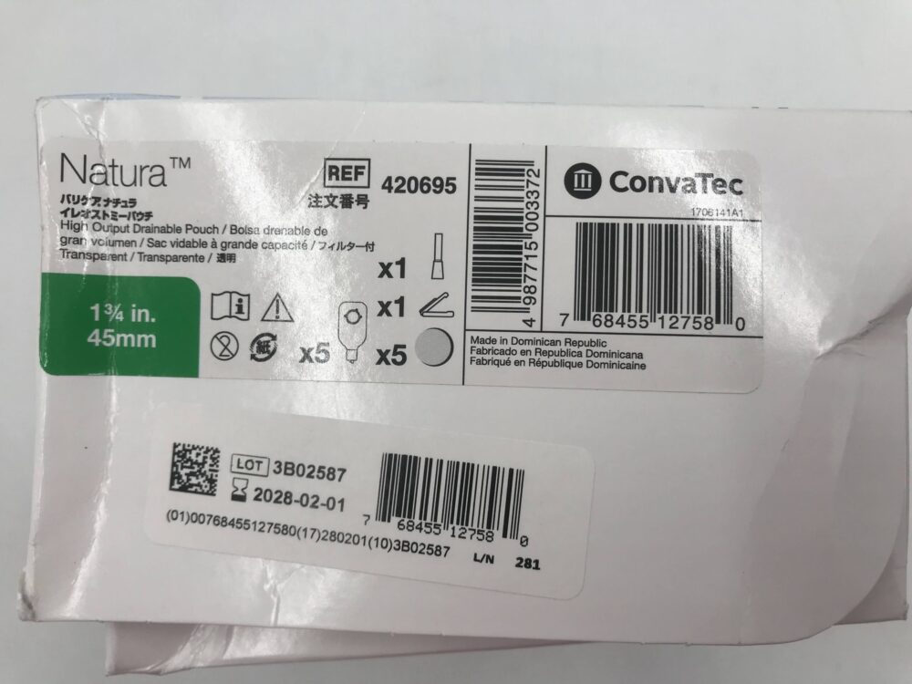 Convatec 420695 Natura High Output Drainable Pouch 1-3/4in 45mm (5/Box ...