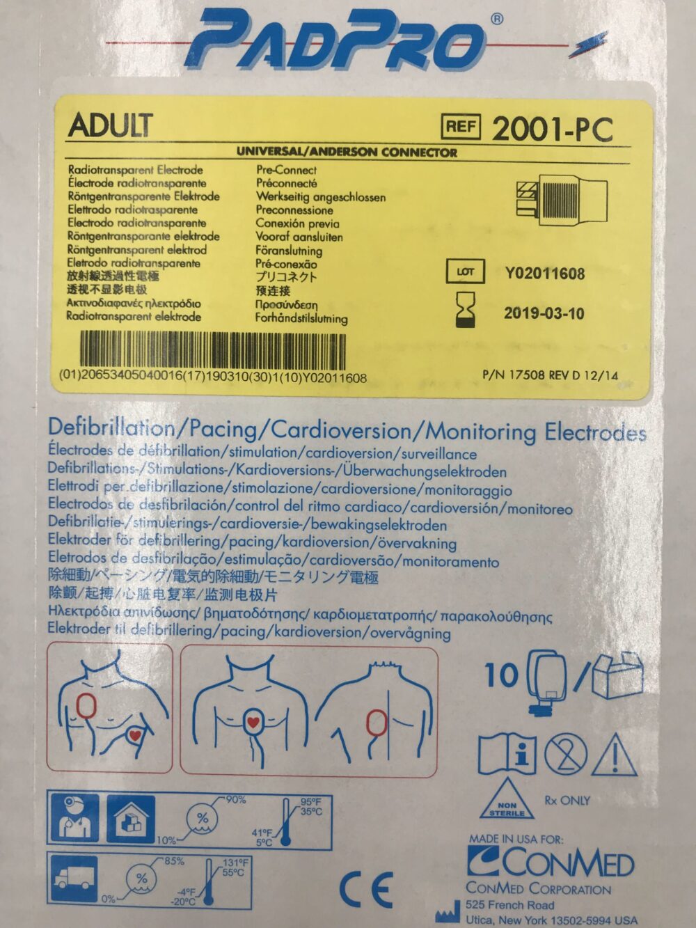 CONMED 2001-PC PadPro Adult Universal/Anderson Connector ...