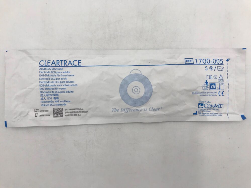 CONMED 1700-005 ClearTrace Adult ECG Electrode (5/Pkg)(X) - GB TECH USA