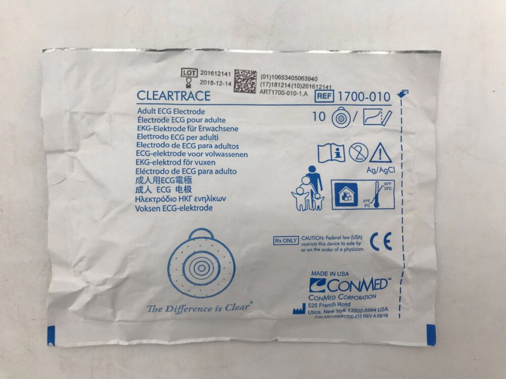 CONMED 1700-010 ClearTrace Edult ECG Electrode (10/Pkg)(X) - GB TECH USA