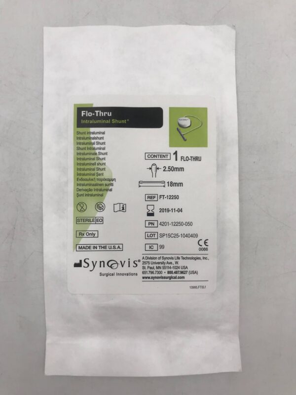 Synovis FT-12250 Flo-Thru Intraluminal Shunt 2.50mm, 18mm (X) - GB TECH USA