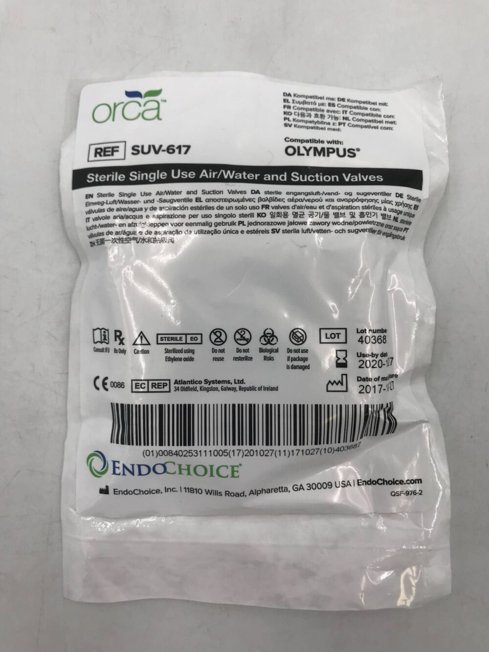 EndoChoice SUV-617 Sterile Single Use Air/Water and Suction Valves (X ...