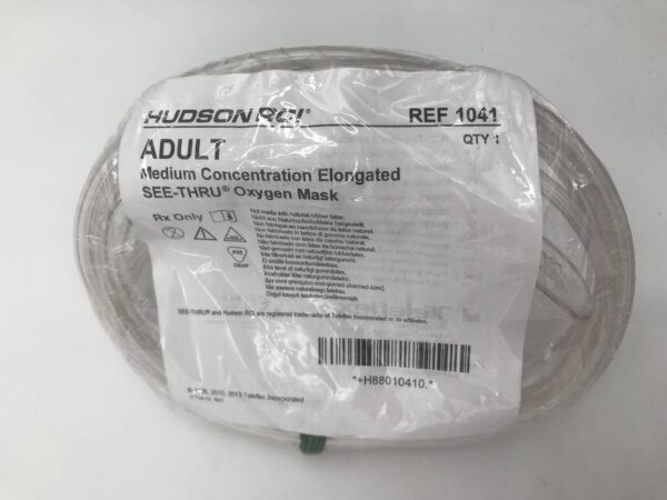 Teleflex 1041 Adult Medium Concentration Elongated SEE-THRU Oxygen Mask ...