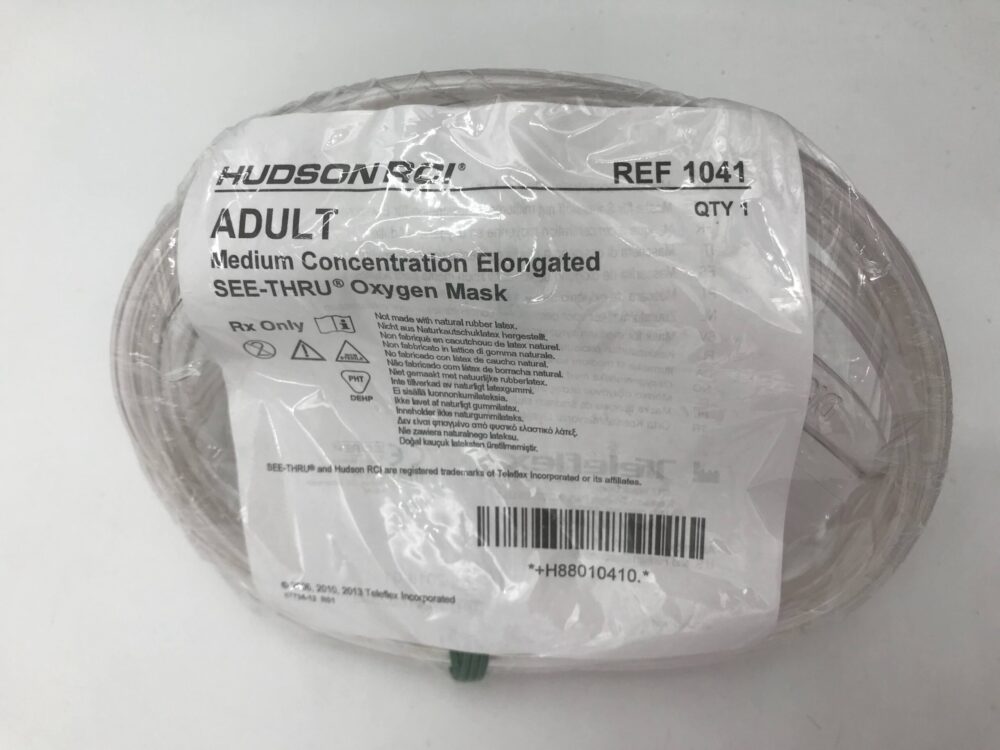 Teleflex 1041 Adult Medium Concentration Elongated SEE-THRU Oxygen Mask ...