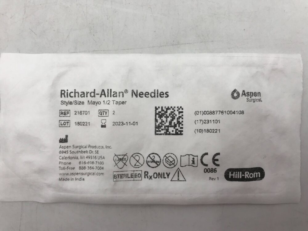 ASPEN SURGICAL 216701 Richard-Allan Needles Style/Size Mayo 1/2 Taper ...