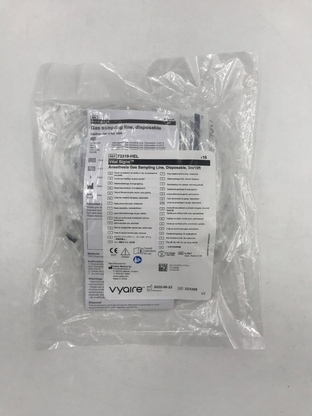 VYAIRE 73319-HEL Vital Signs Anesthesia Gas Sampling Line Disp. 3m/10ft ...