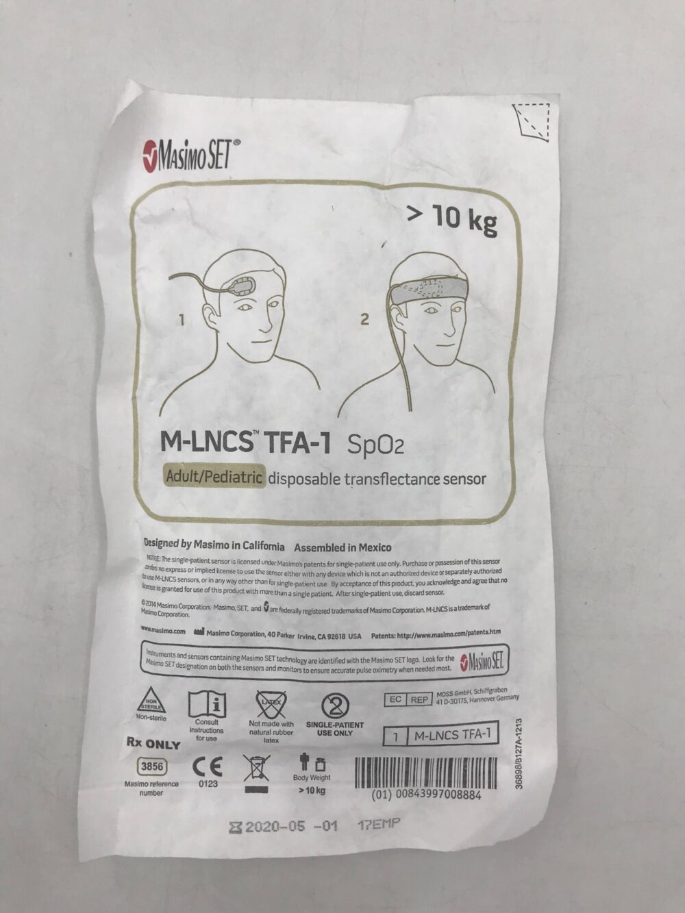 MASIMO 3858 LNCS TFA-1 SpO2 Adult/Pediatric Disposable Transflectance Sensor 10Kg (X) - GB TECH USA