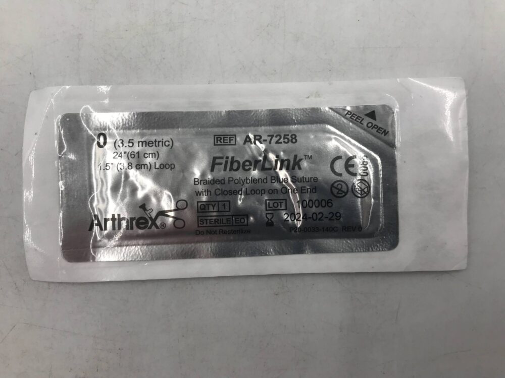 ARTHREX AR-7258 FiberLink Braided Polyblend Blue Suture w/Closed Loop ...