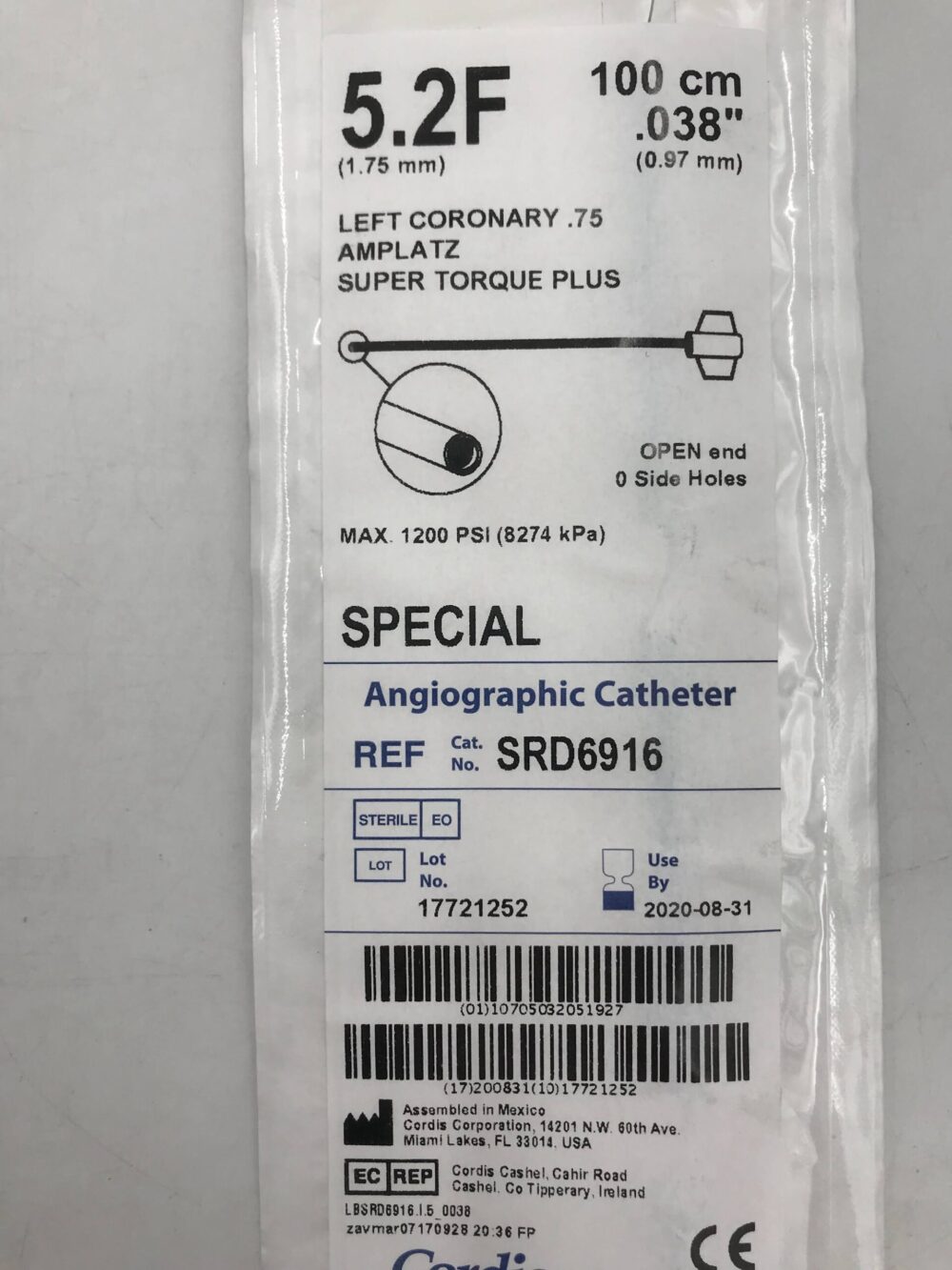 Cordis SRD6916 Special Left Coronary .75 Amplatz Super Torque Plus ...