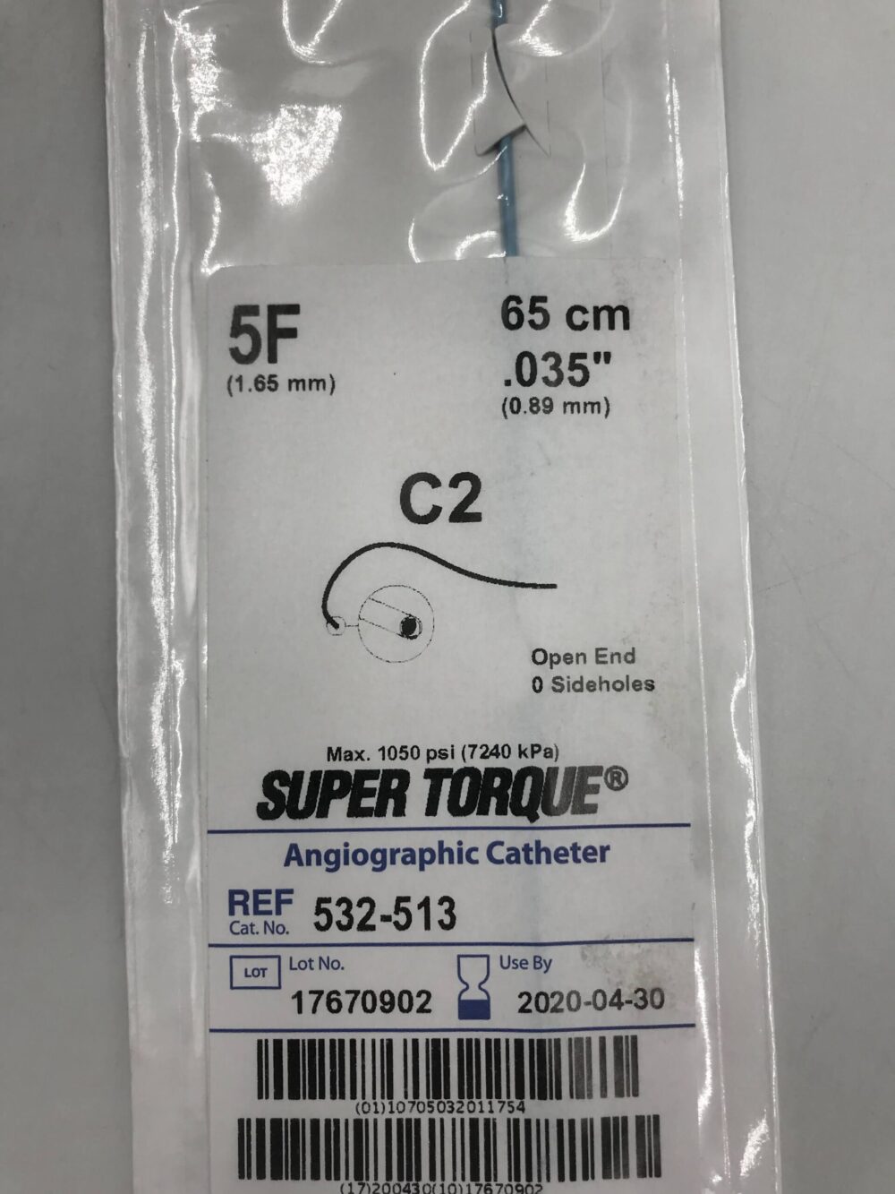 Cordis 532-513 Super Torque C2 Angiographic Catheter 5F 65cm (X) - GB ...