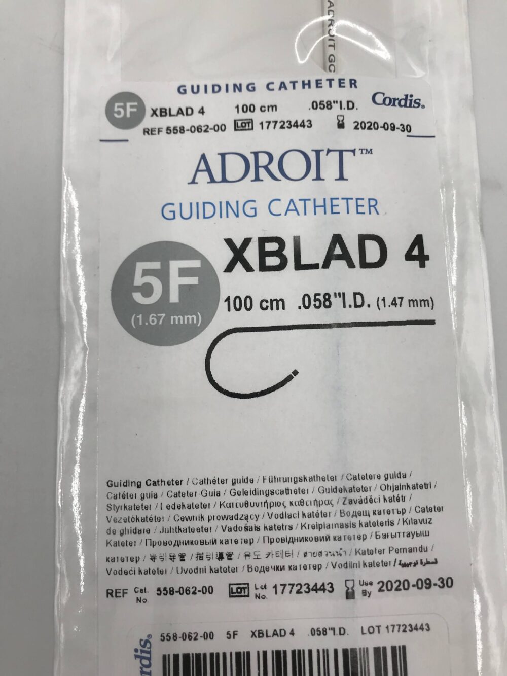 Cordis 558-062-00 Adroit XBLAD 4 Guiding Catheter 5F 100cm (X) - GB ...