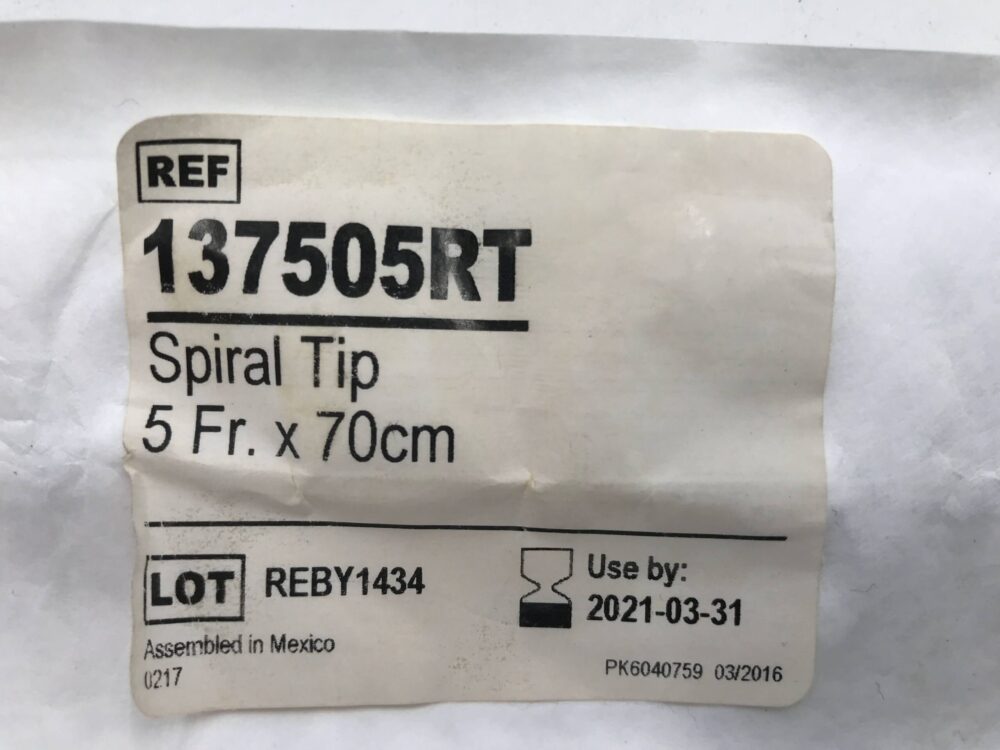 Bard 137505RT Spiral Tip Polyurethane Ureteral Catheter 5Fr x 70cm (X ...