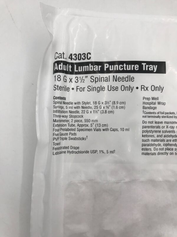 CareFusion 4303C Adult Lumbar Puncture Tray 18G x 3 1/2in(X) - GB TECH USA