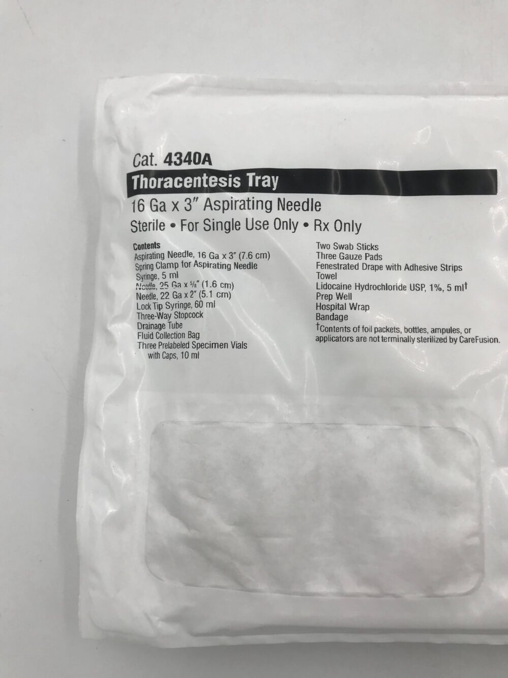 CareFusion 4340A Thoracentesis Tray 16G x 3in (X) - GB TECH USA