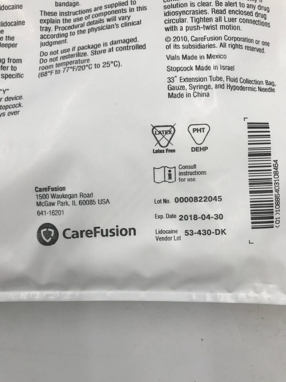 CareFusion 4341B Thoracentesis Tray w/Catheter 14Ga x 2in (X) - GB TECH USA