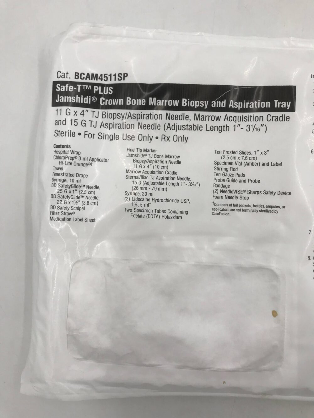 CareFusion BCAM4511SP Safe-T PLUS Jamshidi Crown Bone Marrow Biopsy ...