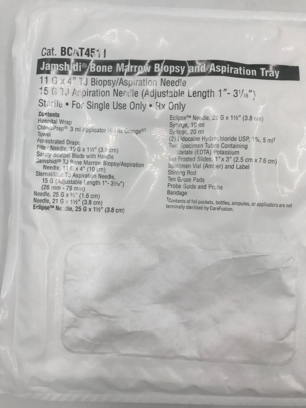 CareFusion BCAT4511 Jamshidi Crown Bone Marrow Biopsy & Aspiration Tray ...