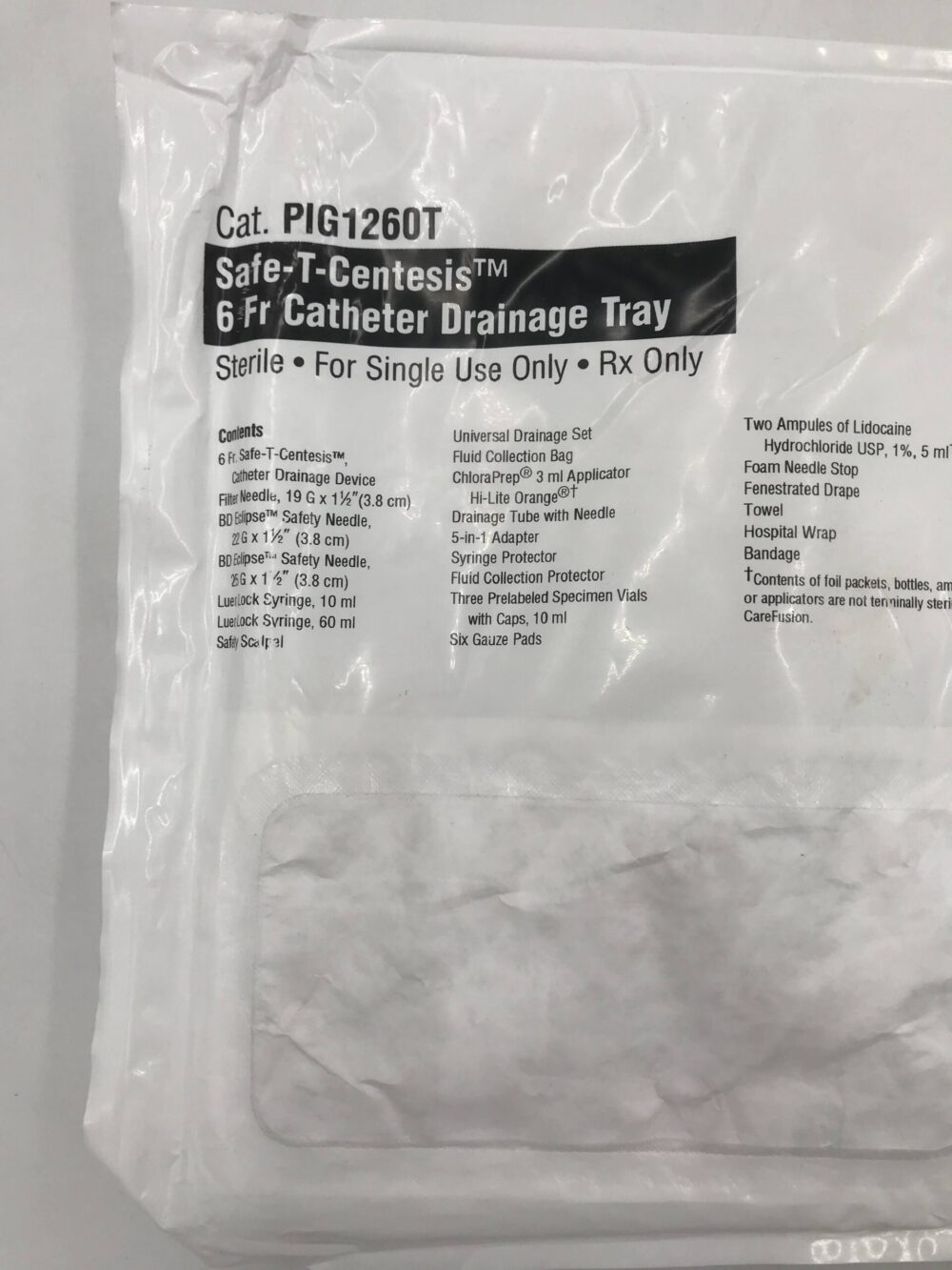 CareFusion PIG1260T Safe-T-Centesis Catheter Drainage Tray 6F(X) – GB ...