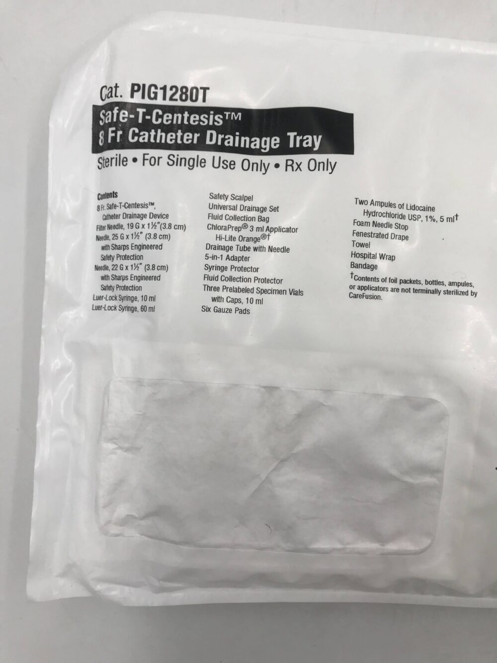 CareFusion PIG1280T Safe-T-Centesis Catheter Drainage Tray 8F(X) - GB ...