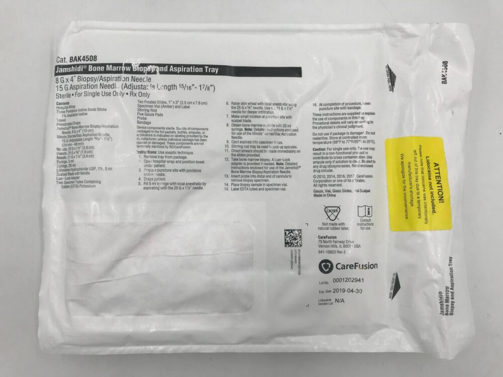 CareFusion BAK4508 Jamshidi Bone Marrow Biopsy and Aspiration Tray 8G x ...