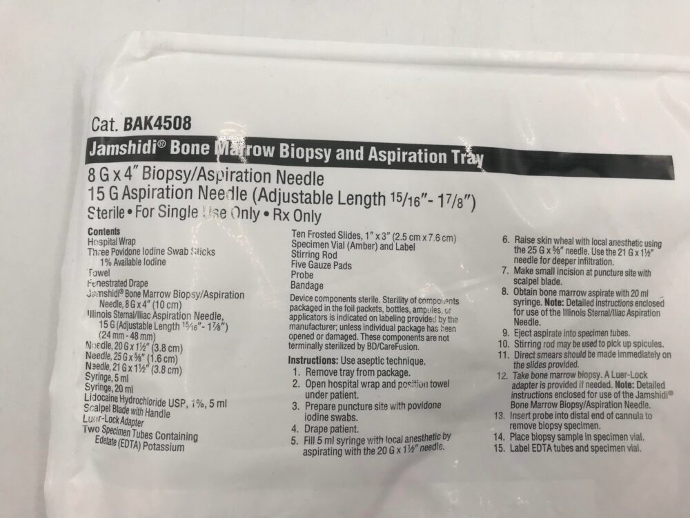 CareFusion BAK4508 Jamshidi Bone Marrow Biopsy and Aspiration Tray 8G x ...