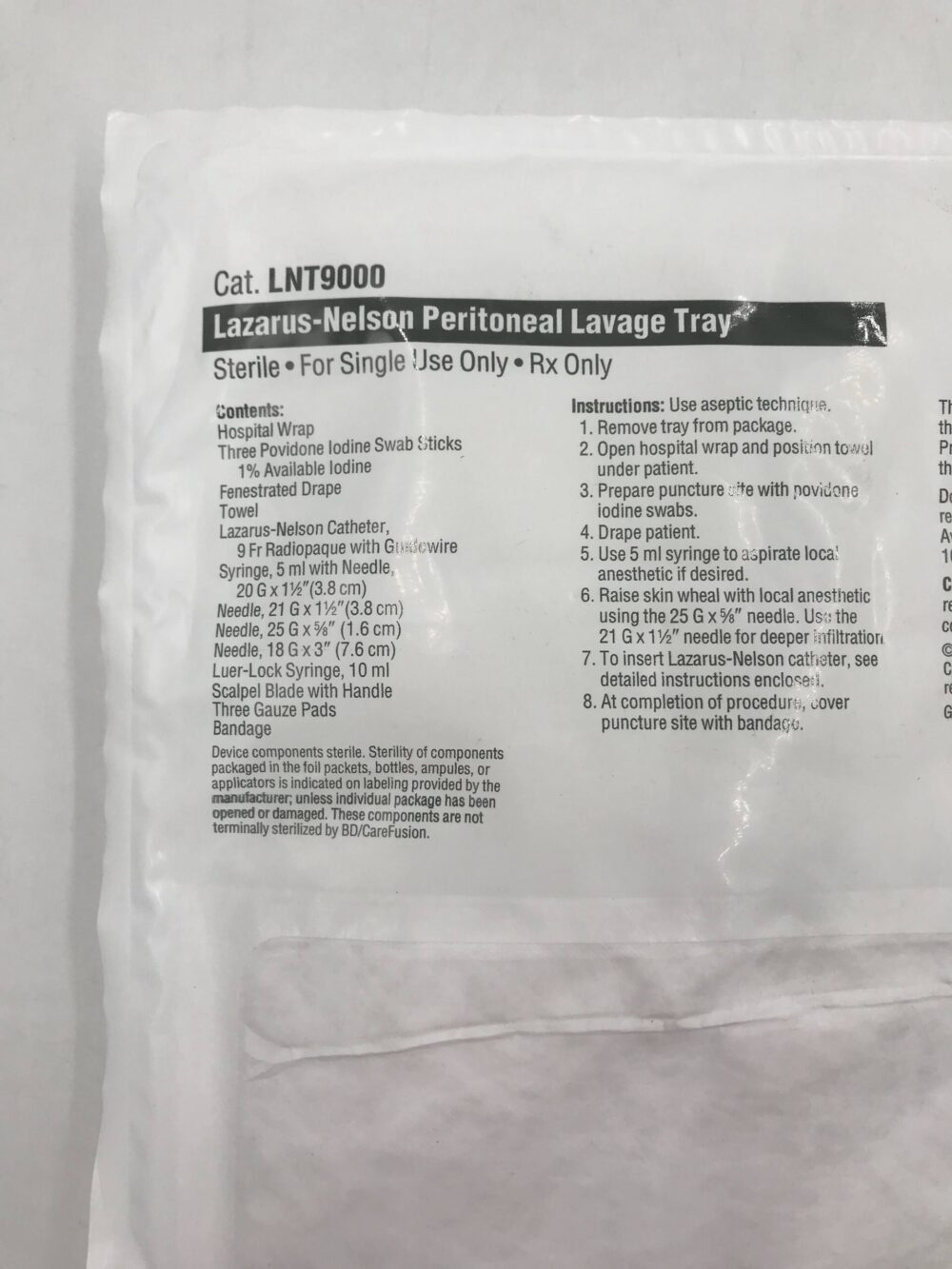 CareFusion LNT9000 Lazarus-Nelson Peritoneal Lavage Tray (X) - GB TECH USA
