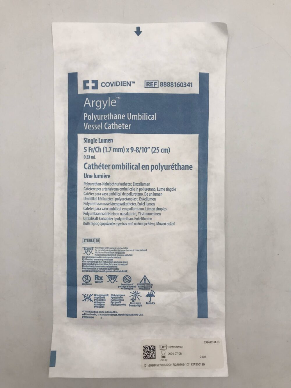 Covidien 8888160341 Argyle Umbilical Vessel Catheter Single Lumen 5Fr ...