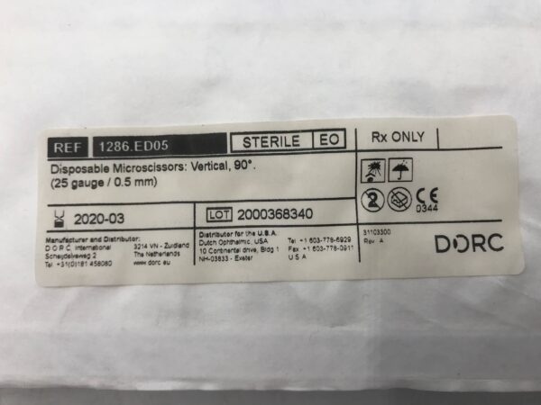 Dorc 1286.ED05 Disposable Microscissors Vertical 90° (25 gauge/0.5mm ...