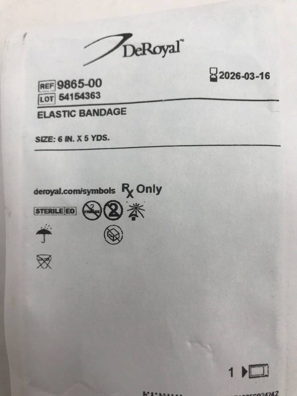 DeRoyal 9865-00 Elastic Bandage Size 6in x 5yds - GB TECH USA