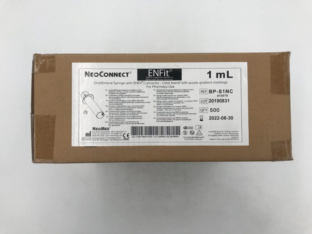 NEOMED BP-S1NC NeoConnect Oral/Eternal Syringe w/ ENFit Connector 1mL ...