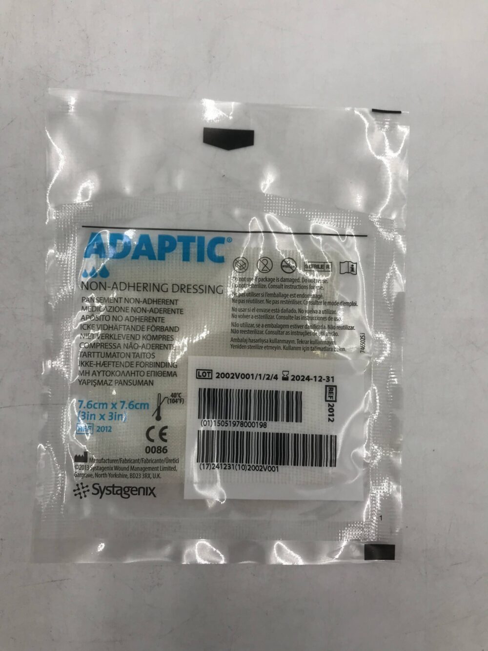 SYSTAGENIX 2012 Adaptic Non-Adhering Dressing 7.6cm x 7.6cm - GB TECH USA