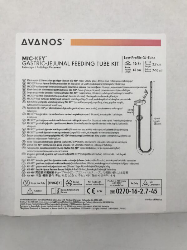 AVANOS 0270-16-2.7-45 Mic-Key Gastric-Jejunal Feeding Tube Kit Low ...